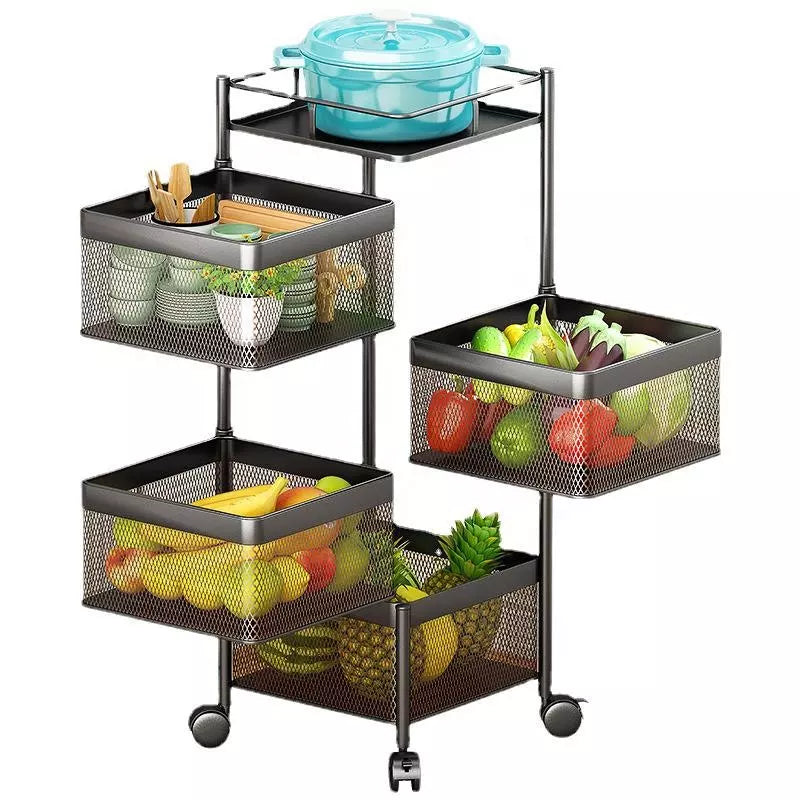 Multi-function Rotating Kitchen Shelf Square Standing Storage organize ...